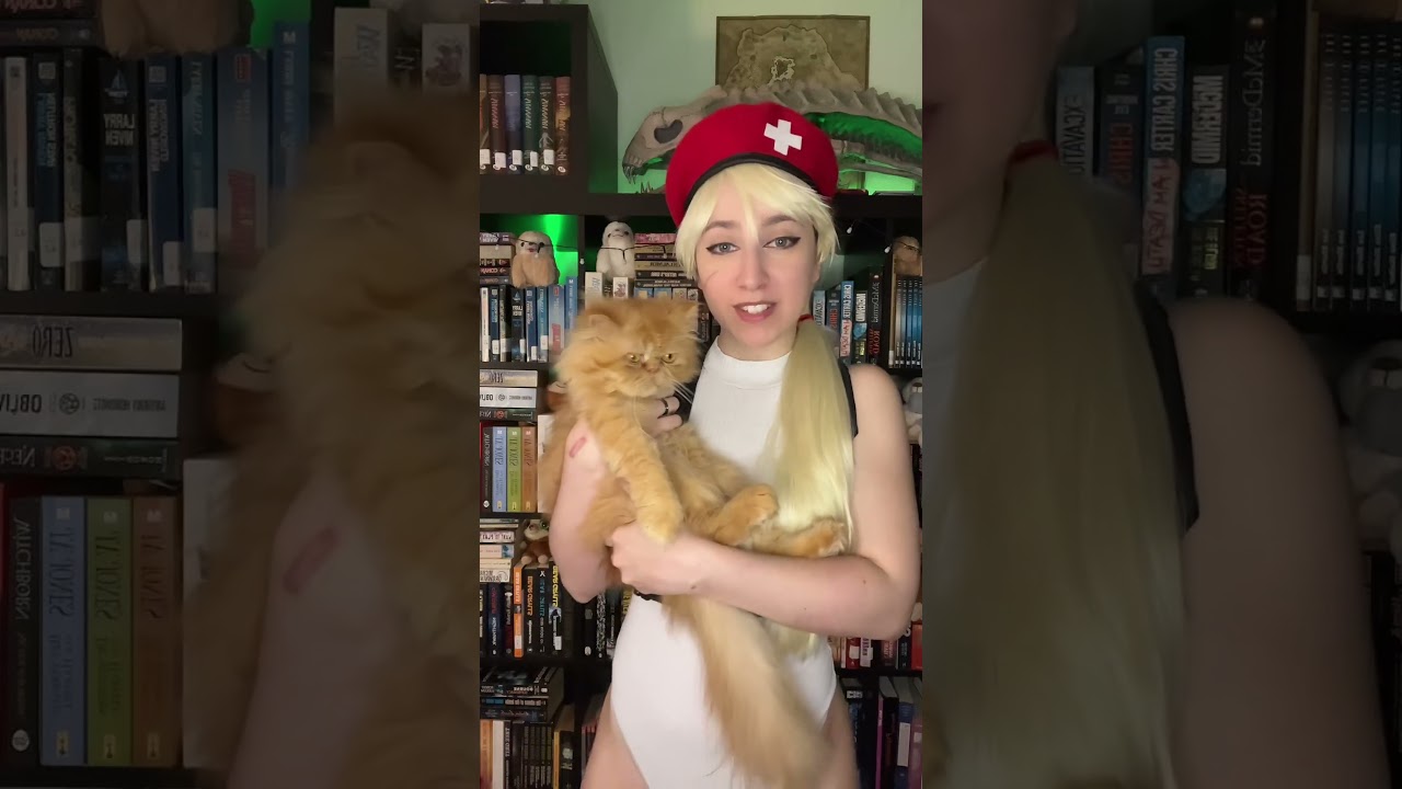 Please Excuse Me While I Give Myself An Ounce Of Serotonin - Cammy X Mercy Cosplay With Cat #shorts