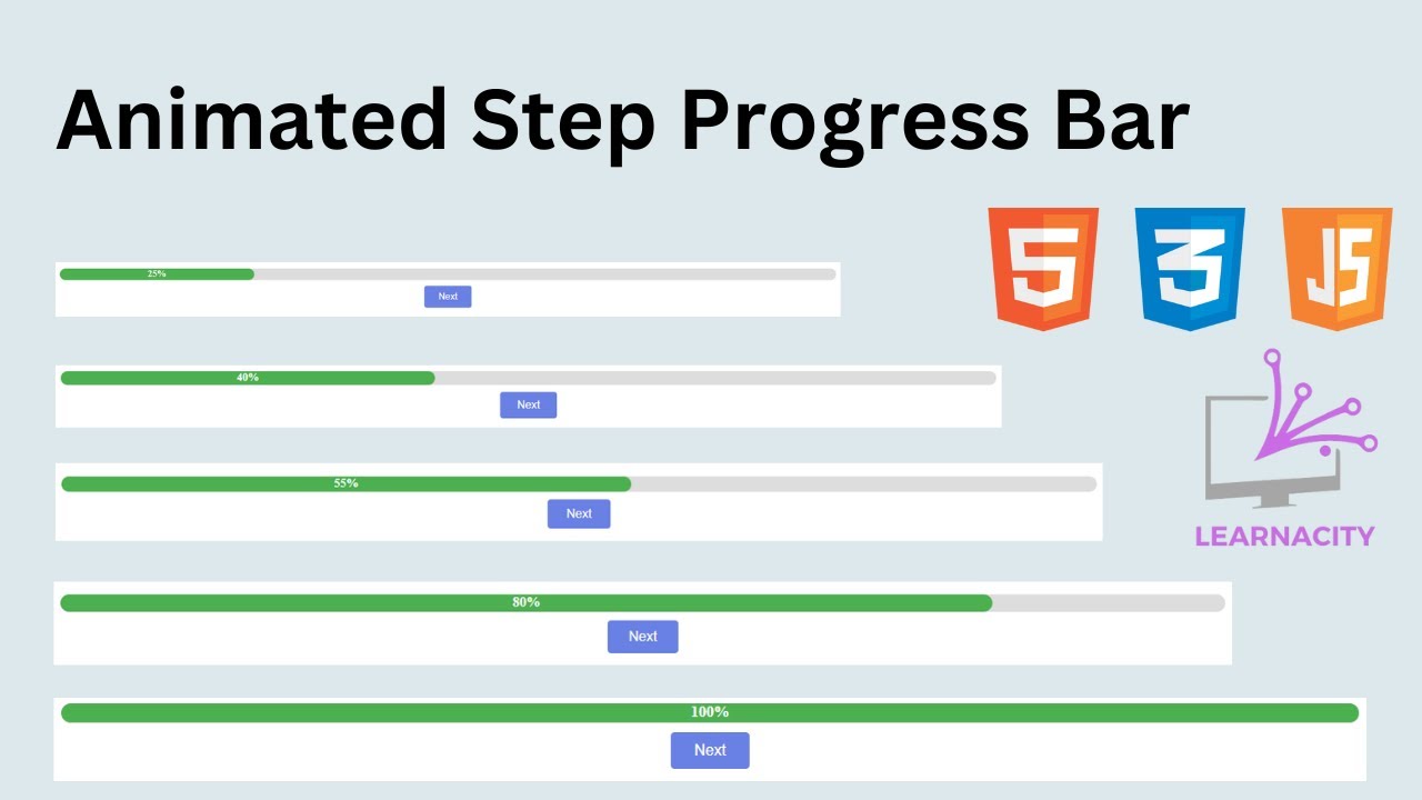 How To Make Animated Steps Progress Bar Using HTML CSS, JavaScript  #progressbar