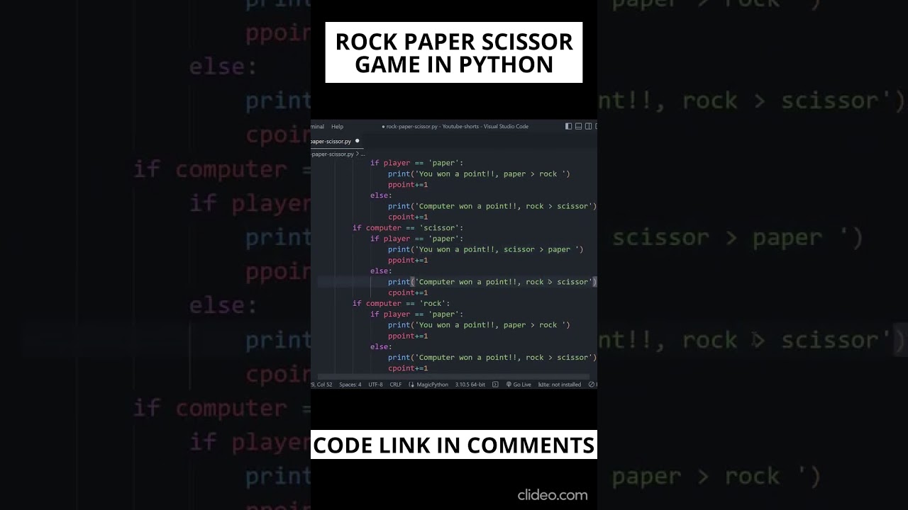 Rock Paper Scissor game using Python | #short #python