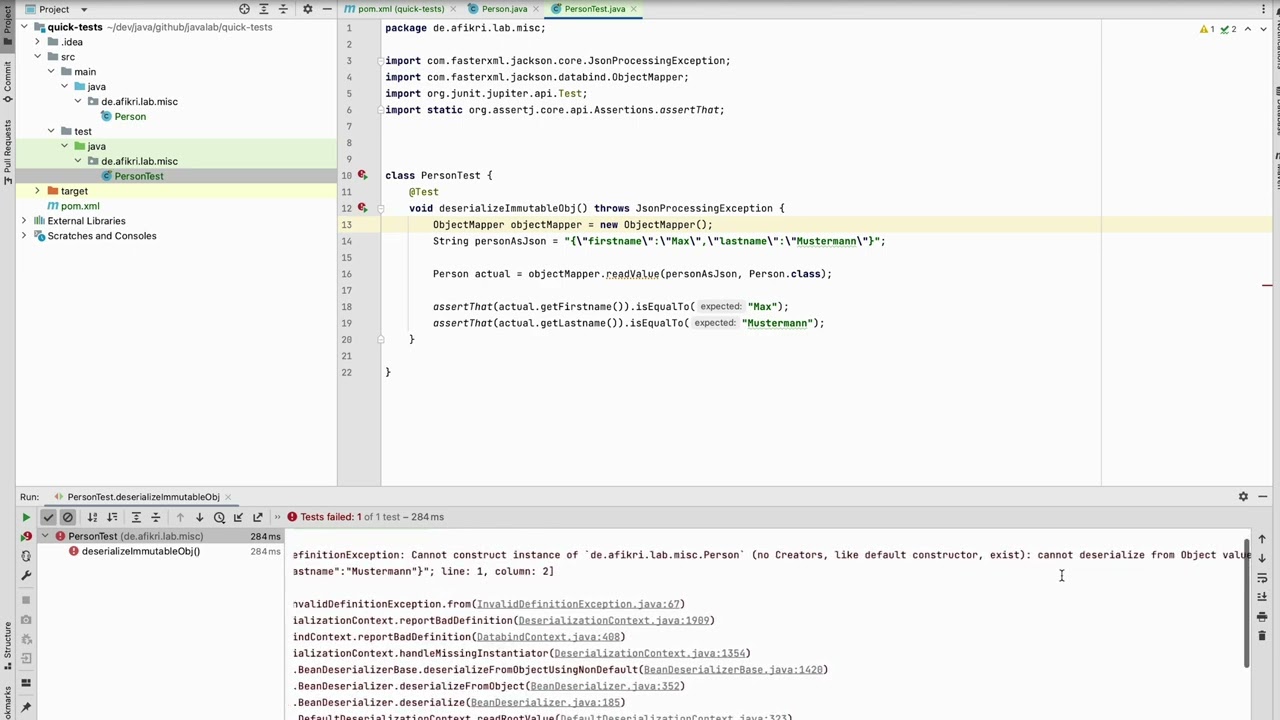 Deserializing an immutable Java object with the Jackson JSON processing library