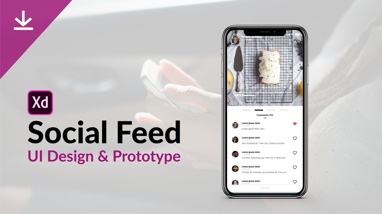 Social Feed UI design & Prototype + Xd file download
