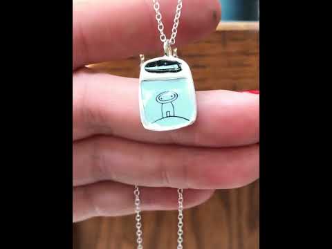 Mark Poulin Martian Necklace #alien #outerspace #jewelry #enameljewelry #enamelnecklace #martians