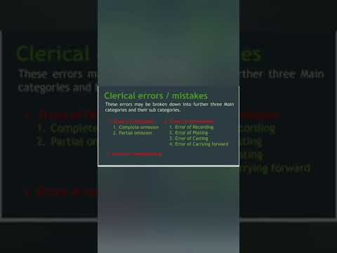 Basics of Accounting/Clerical Errors/Mistakes