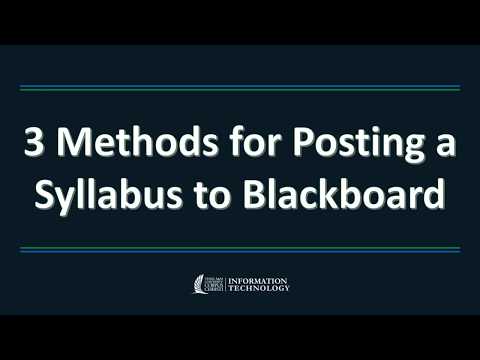 3 Methods for Posting a Syllabus to Blackboard