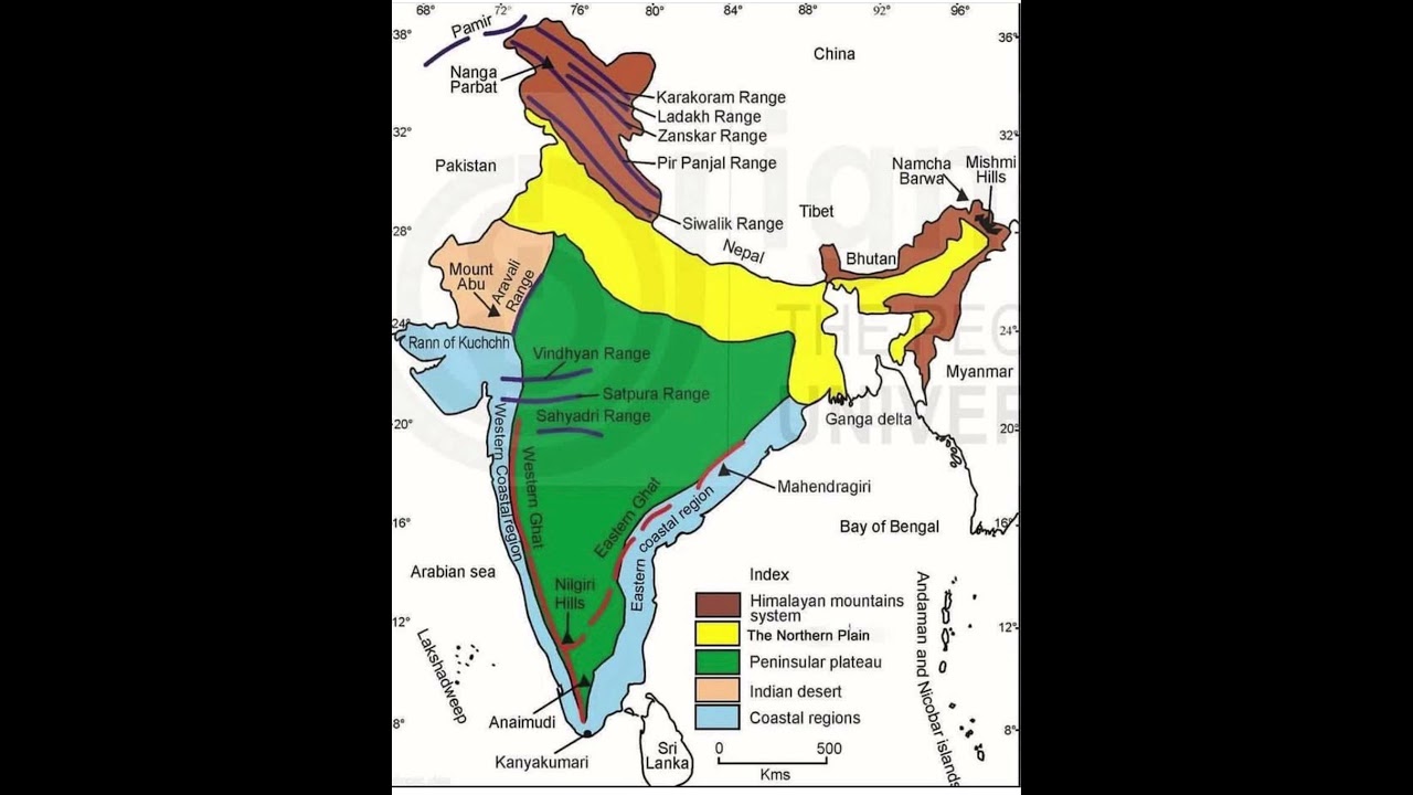 Physical Map of India 🇮🇳 #upsceverything