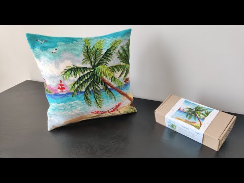 Seychelles. Needlepoint Kit. Throw Pillow 16×16 Inches. Printed Tapestry Canvas, V247