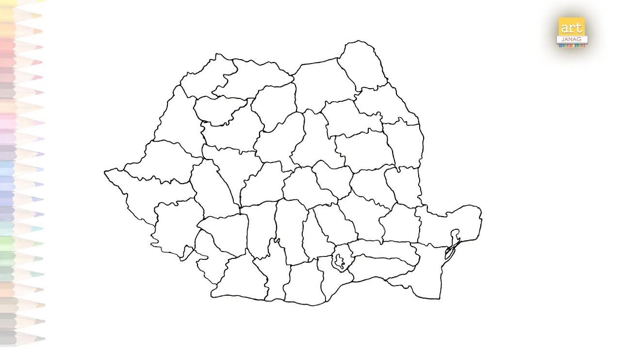 Romania Map outline with Counties | How to draw Romania Map step by step | Map drawing tutorials