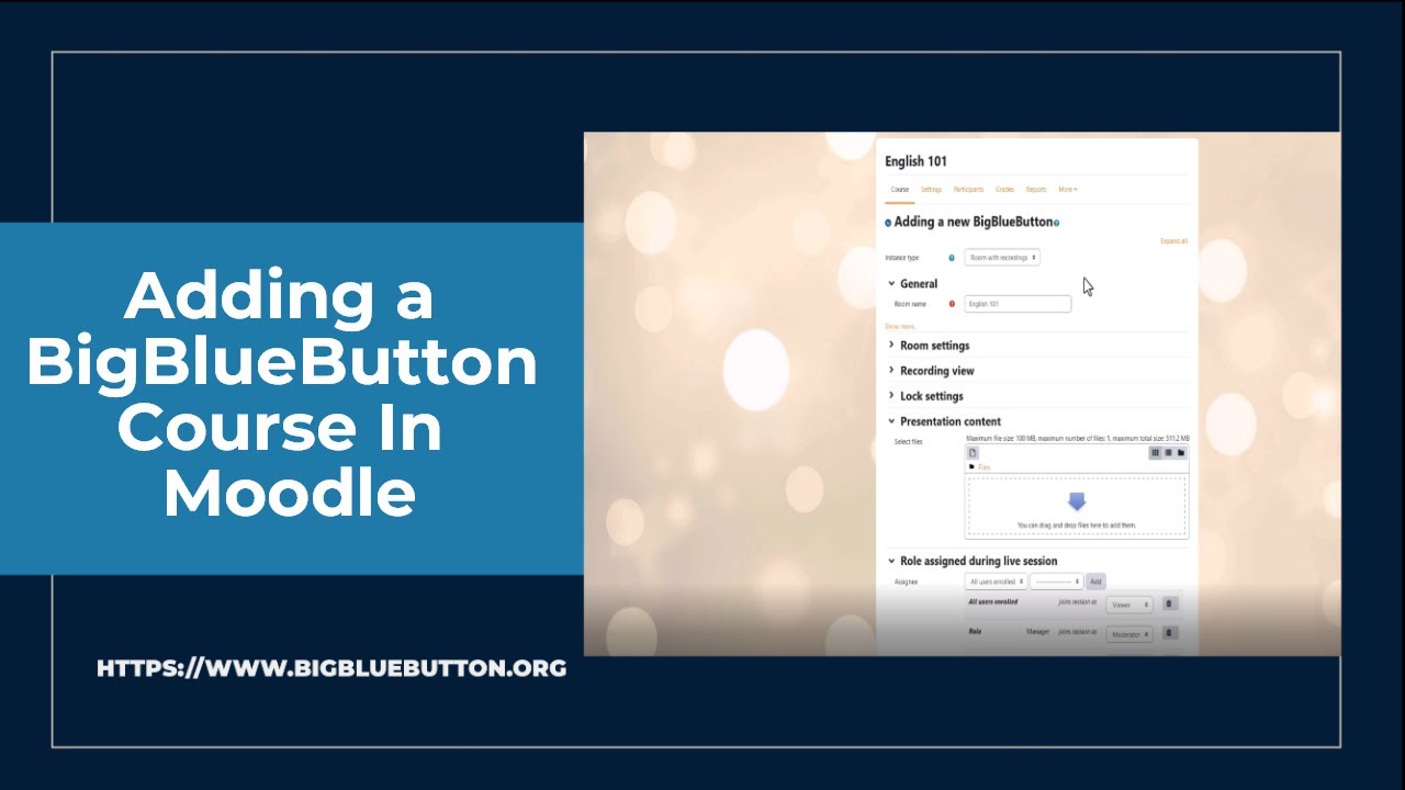Adding a BigBlueButton Course in Moodle