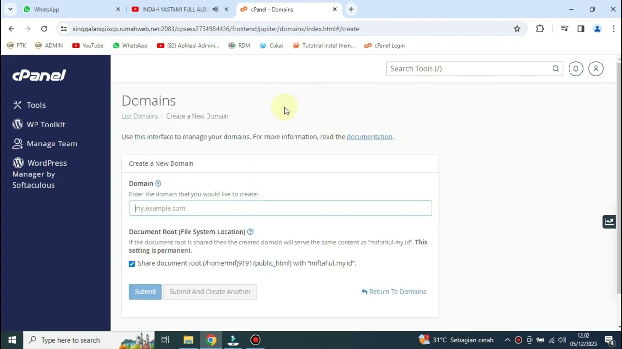 Cara membuat subdomain di Rumahweb terbaru