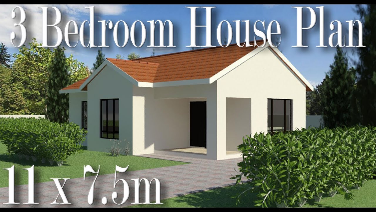 3 Bedroom House Plan (11 x 7.5m) Nethouseplans