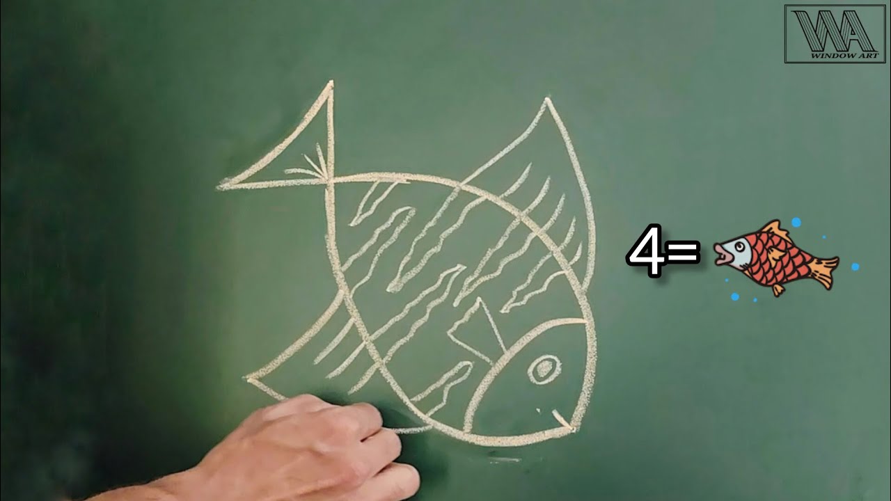 How to Draw a Fish Using the Number 4 - Easy Step-by-Step Tutorial #fish #drawing