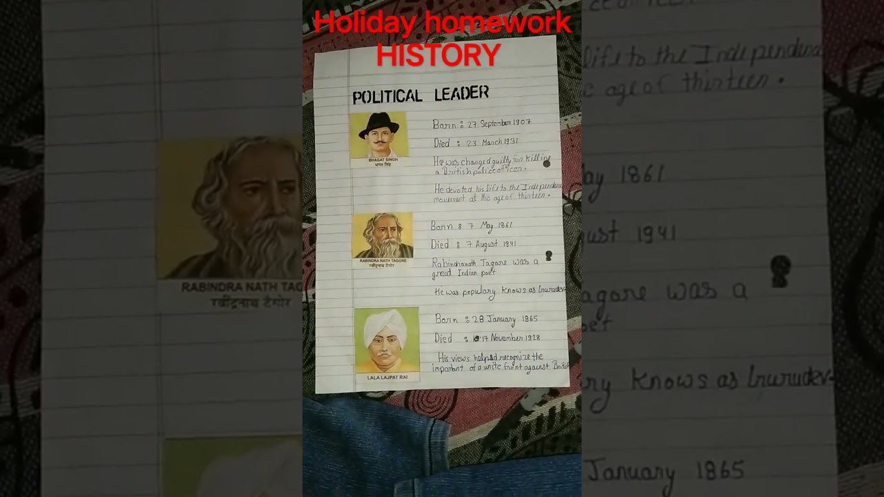 history holiday homework class 7 history date and event , political leaders