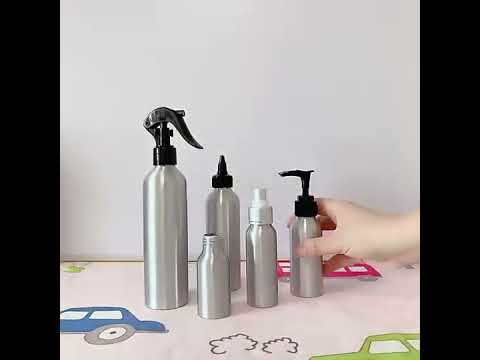 Wholesale Round shaped 100ml 200ml 250ml aluminum silver cosmetic toner lotion pump sprayer bottles