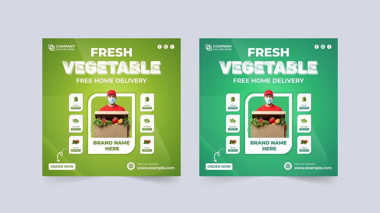 Delivery Service Social Media Post Free Download | Vegetable Delivery Service Template