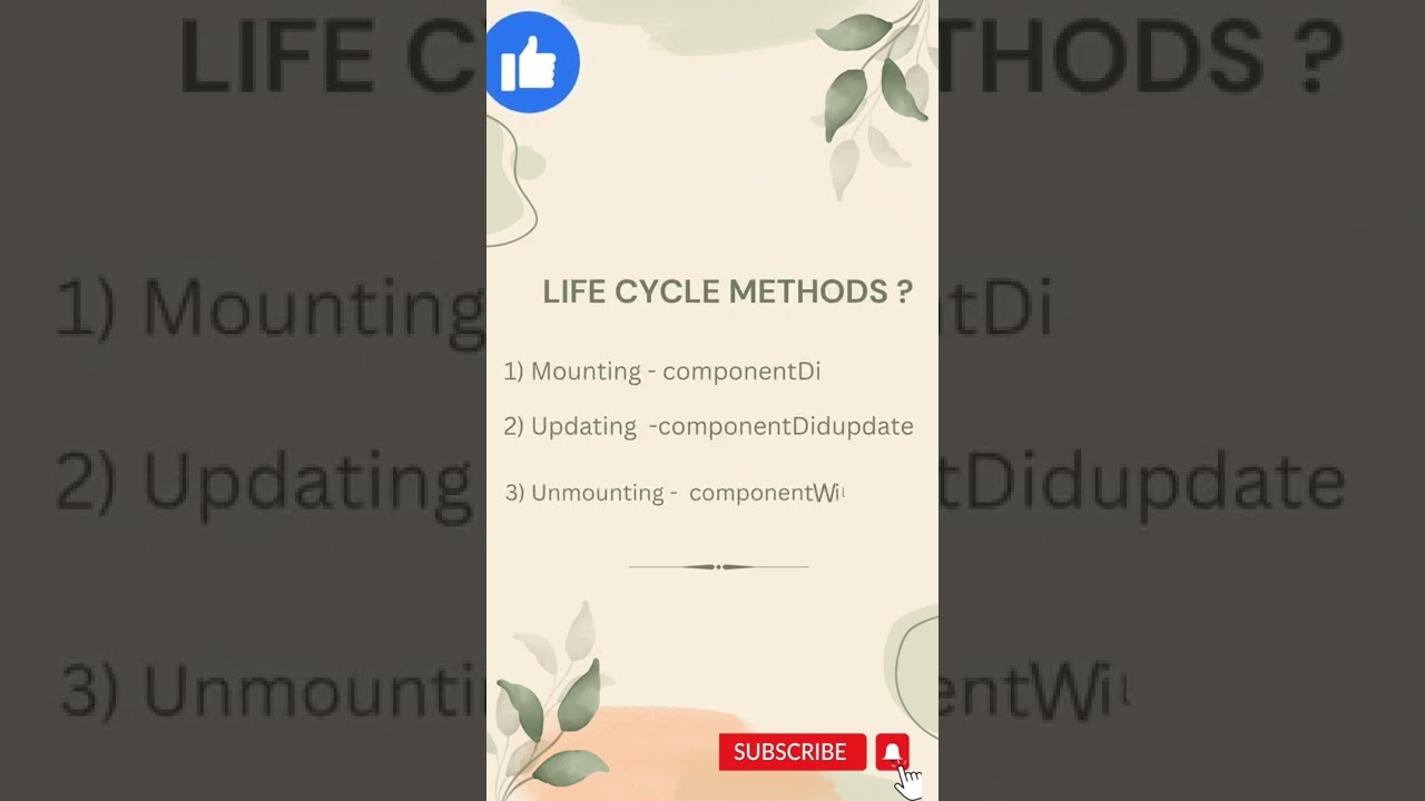 Lifecycle Methods in ReactJs #shorts #viral #interview #reactjstutorial #reactjs