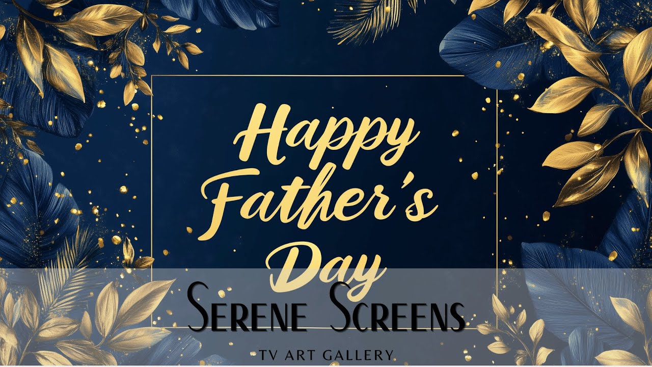 Navy & Gold Happy Father's Day Banner - TV Art Display, Screensaver, Wallpaper, Background