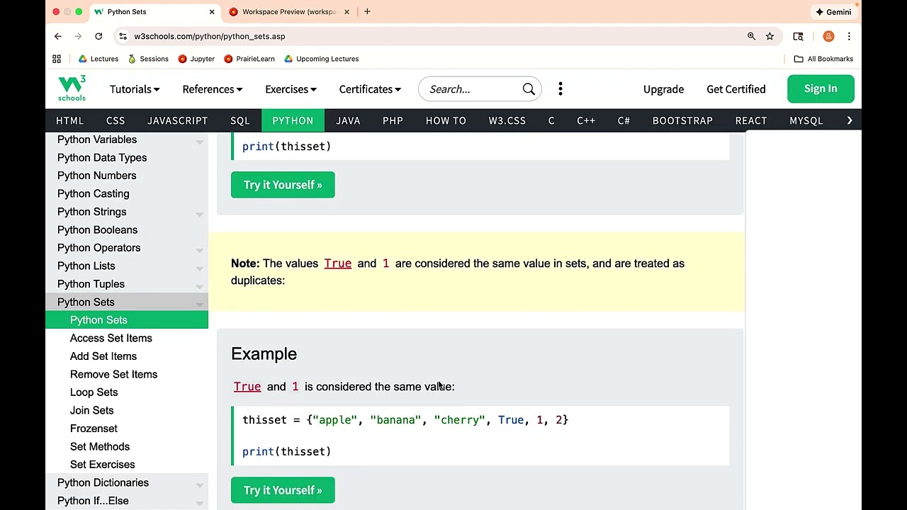 Python sets - no duplicates! (CS105 at UIUC)