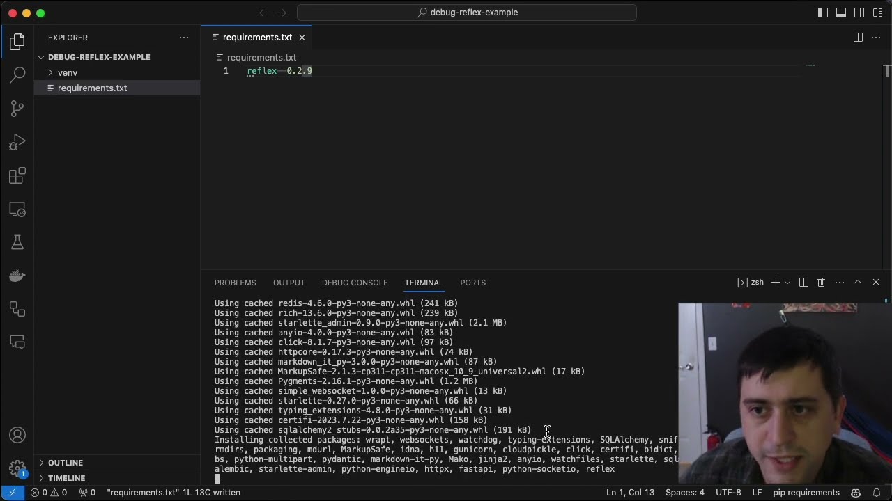 Debugging a Reflex project in VSCode