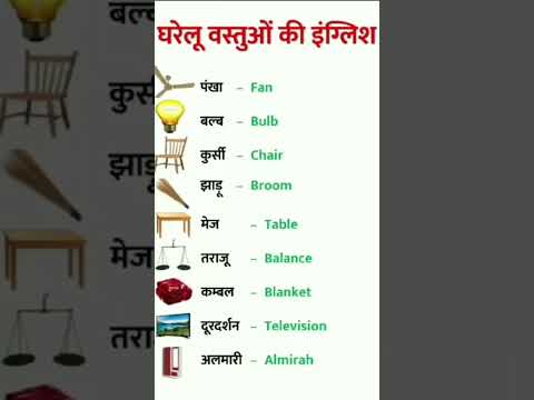 Kuchh gharelu Saman ka name #englishgrammarforbeginners #englishspeakingcourse