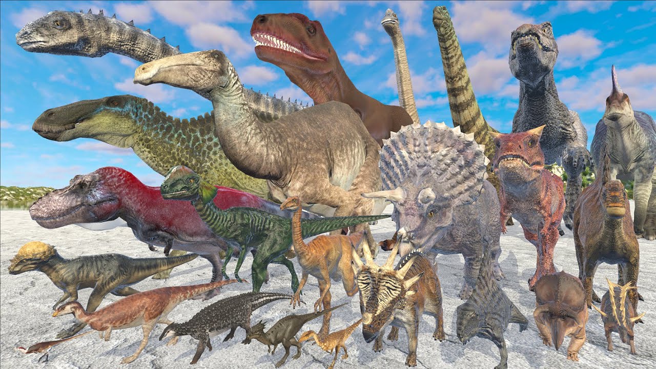 Terrestrial Dinosaur Size Comparison - 3D Animal Animation Comparison