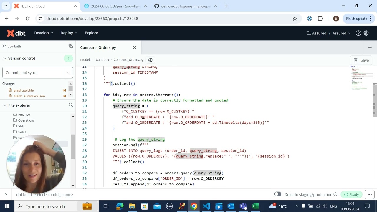 Writing logs to snowflake from dbt python models