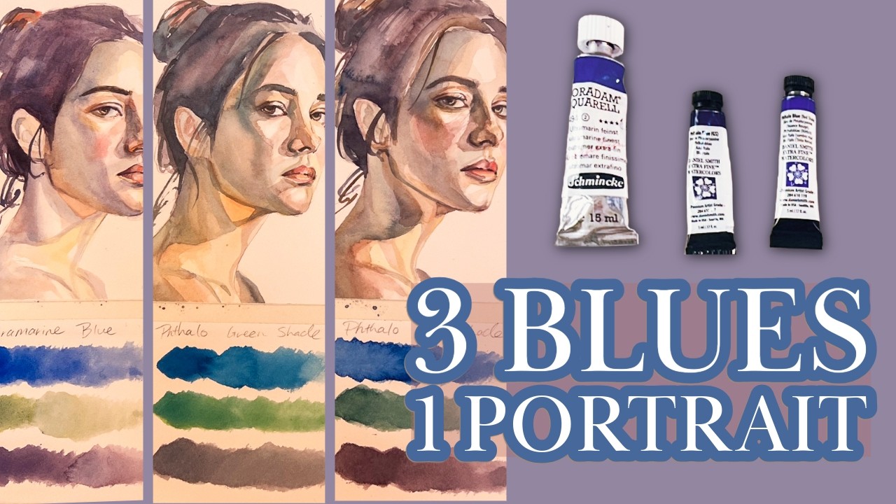 I Tested 3 Blues on the Same Portrait Phthalo Green vs Red vs Ultramarine