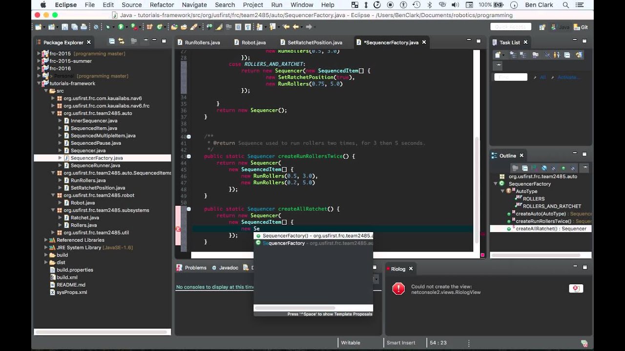 FRC Java Programming Tutorial - 17 - Auto Part 4 - Sequencer Factory Part 2