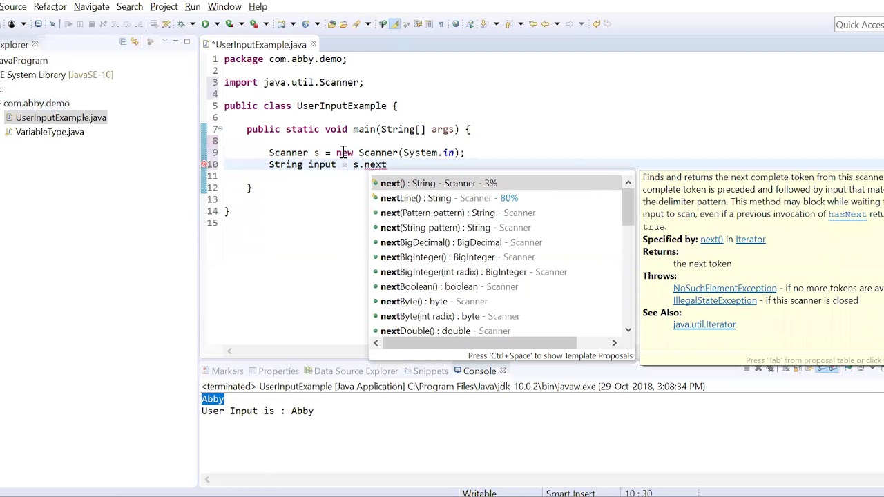Java Tutorial Part 5 | Java-10 | Getting User Input