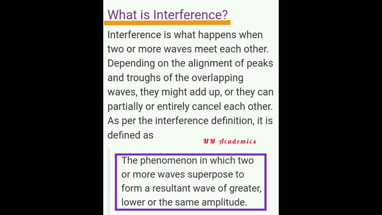 What is interference? Define Interference|#physics #physicswallah #definitions