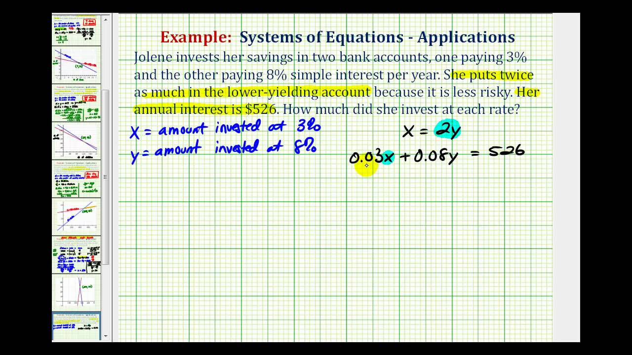 Ex:  System of Equations Application - Investment Accounts