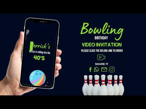 Bowling Birthday Video Invitation - Bowling Theme Party Digital Invite