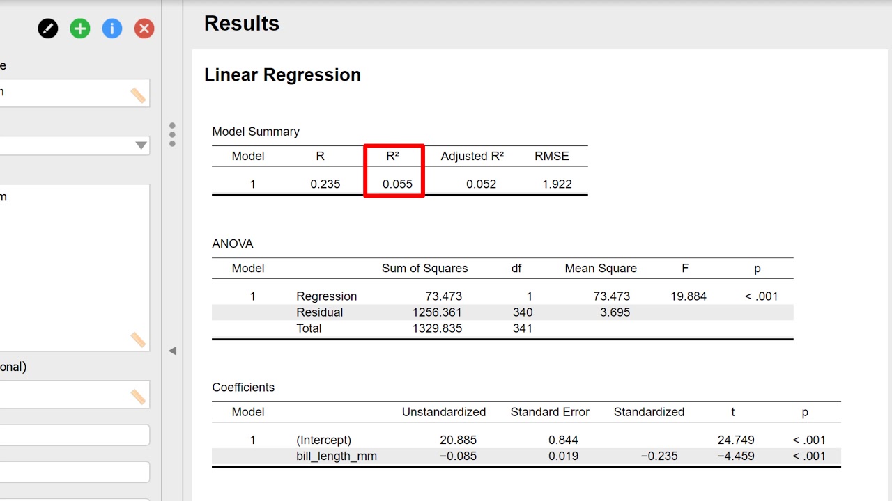 JASP Simple Linear Regression (Winter 2021)