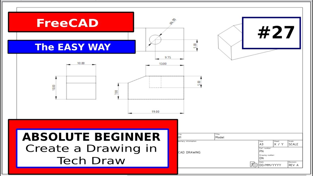 FreeCAD for Beginners #27 Tech Draw