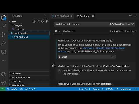VS Code tips — Markdown automatic link updates
