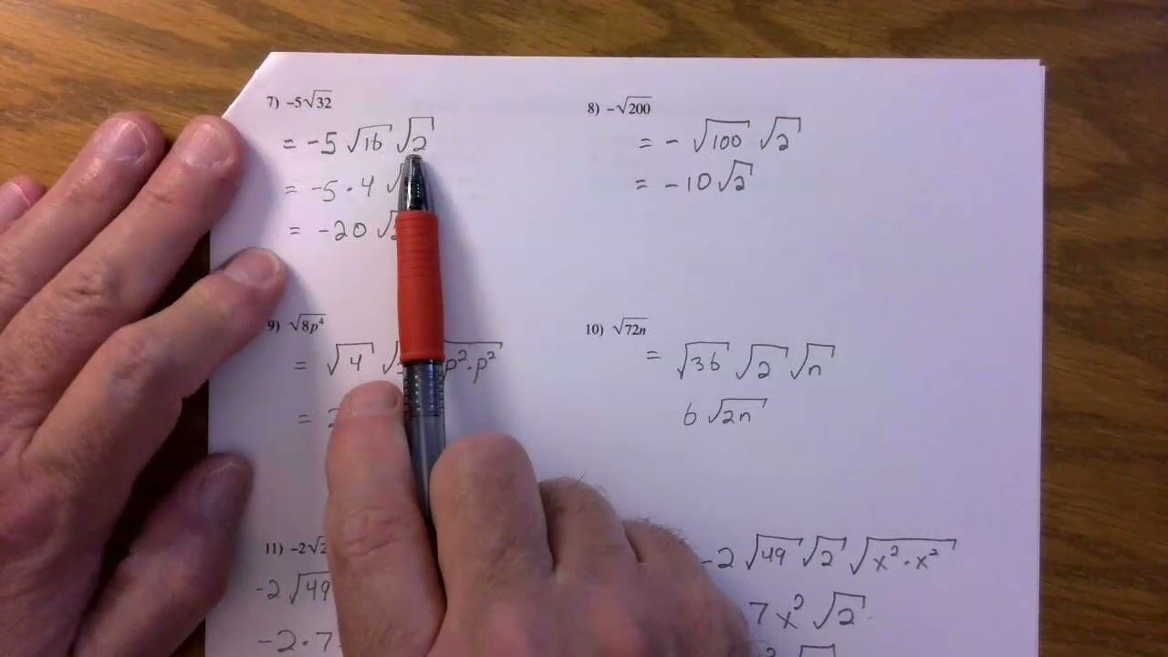 Practice worksheet - simplifying radicals - day 13