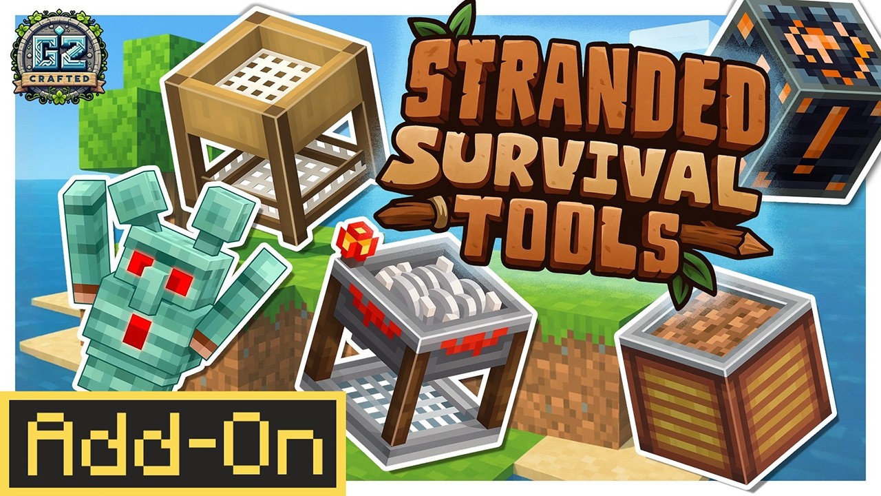 Minecraft Bedrock’s CRAZIEST Survival Addon - Stranded Tools, Machines & MORE!