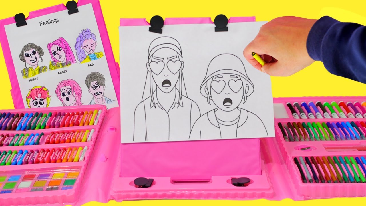 Actividades para colorear de Las Guerreras KPop con pasteles al óleo