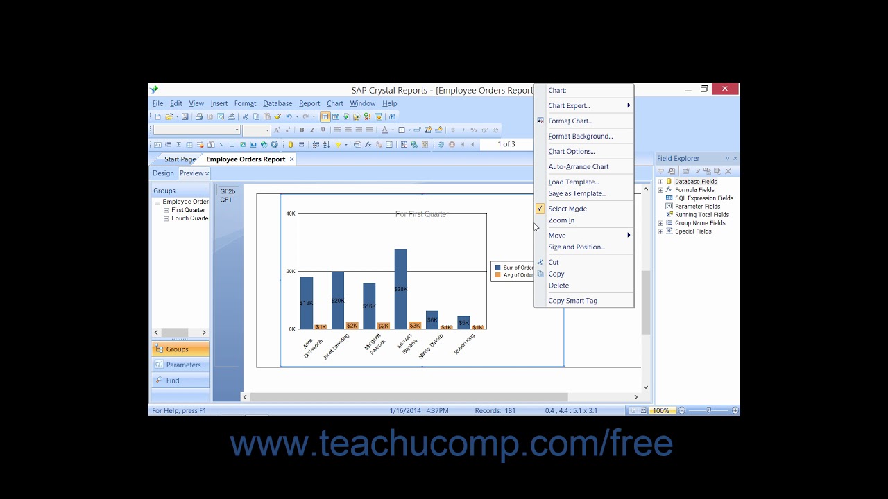Crystal Reports 2013 Tutorial Using Chart Templates Business Objects Training