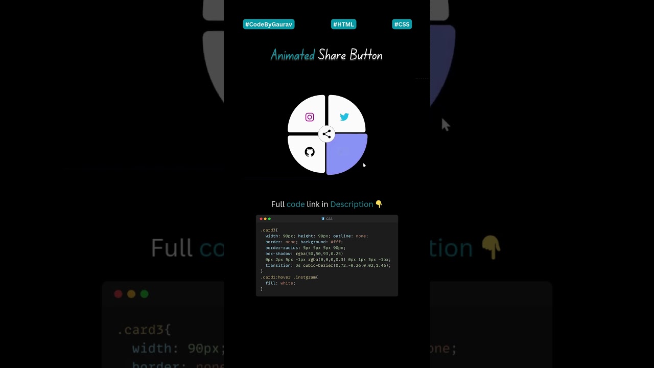 ✨ Create a Social Media Share Button Animation #webdevelopment #coding #animation #shorts