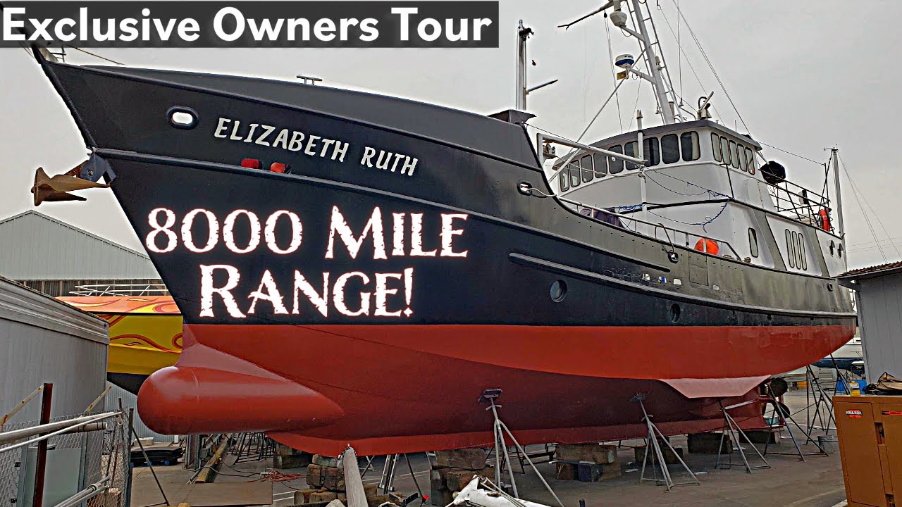 This $390K Boat Can Cross ANY Ocean | 74' Steel Trawler Tour!