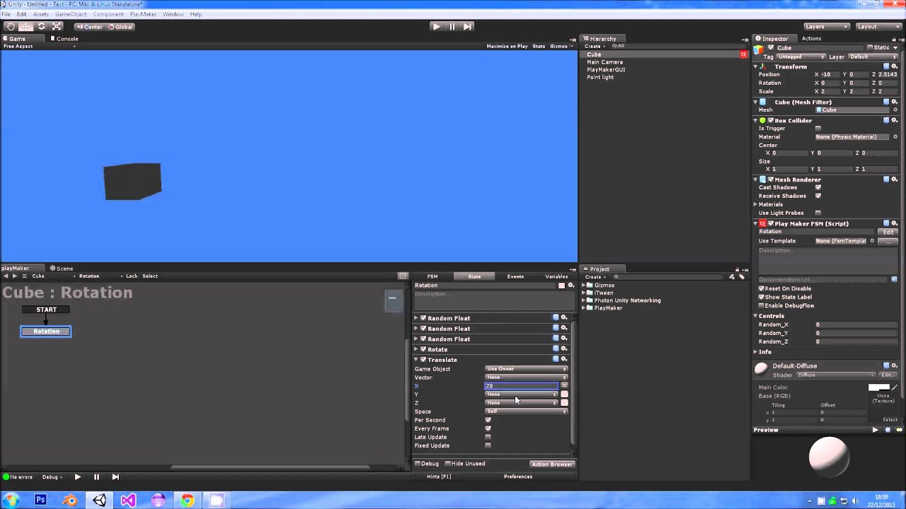 02 Unity Tutorial - Playmaker Translate Action