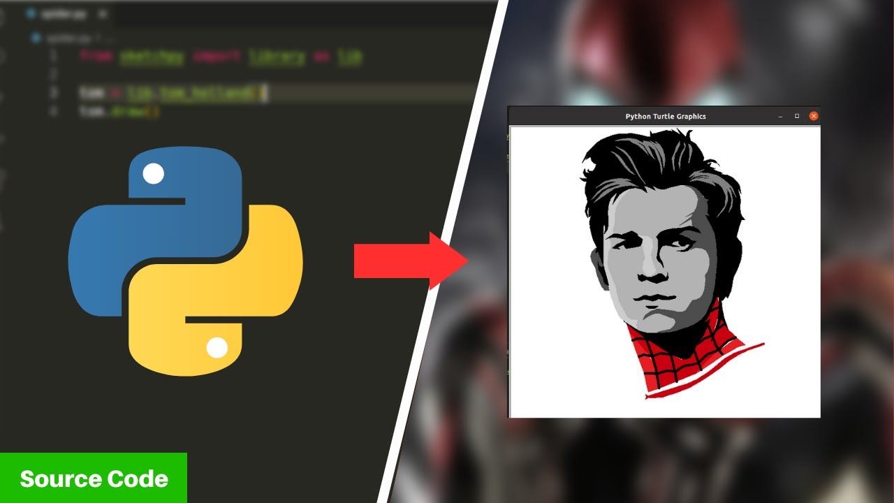 Draw Spider Man Face using Python | 3 lines of Python Code | Python sketchpy | PySeek