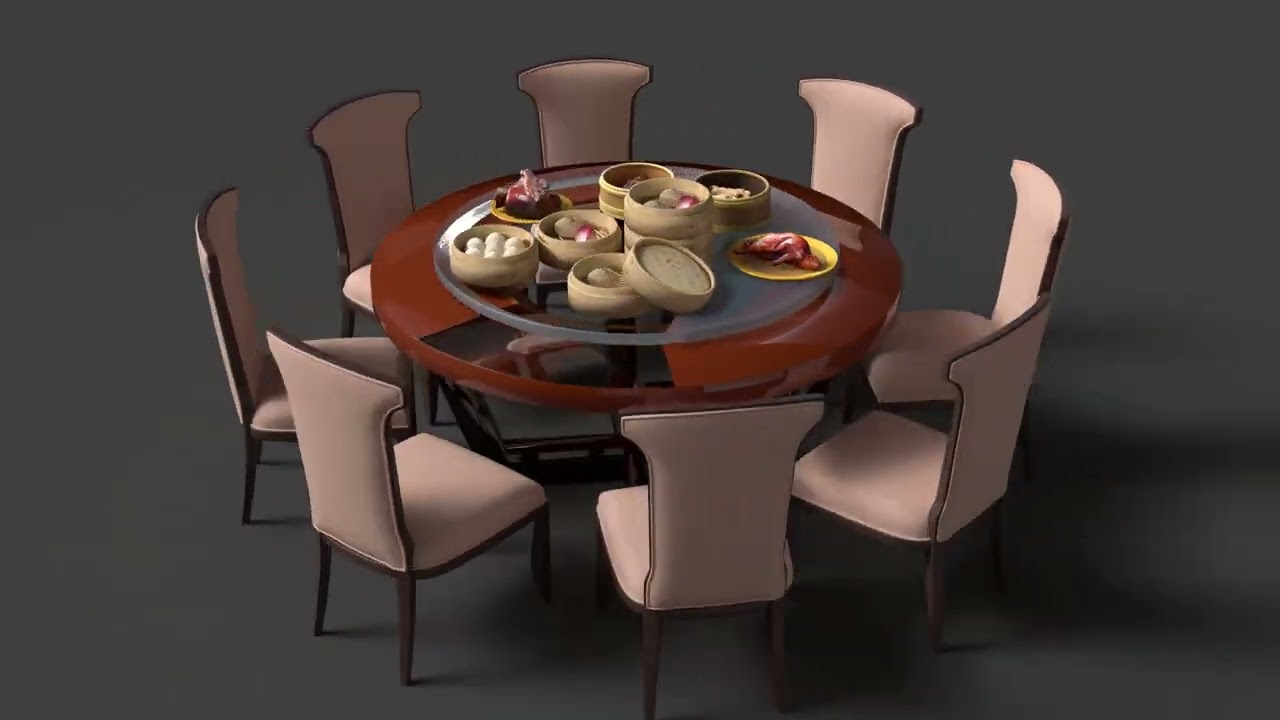 Chinese dim sum table 3D model