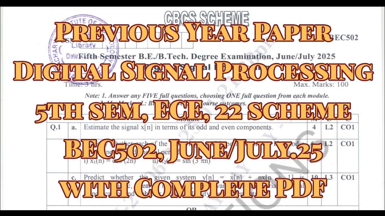 Digital Signal Processing, pyq, 22 scheam, june/july.25, ECE, BEC502, with PDF
