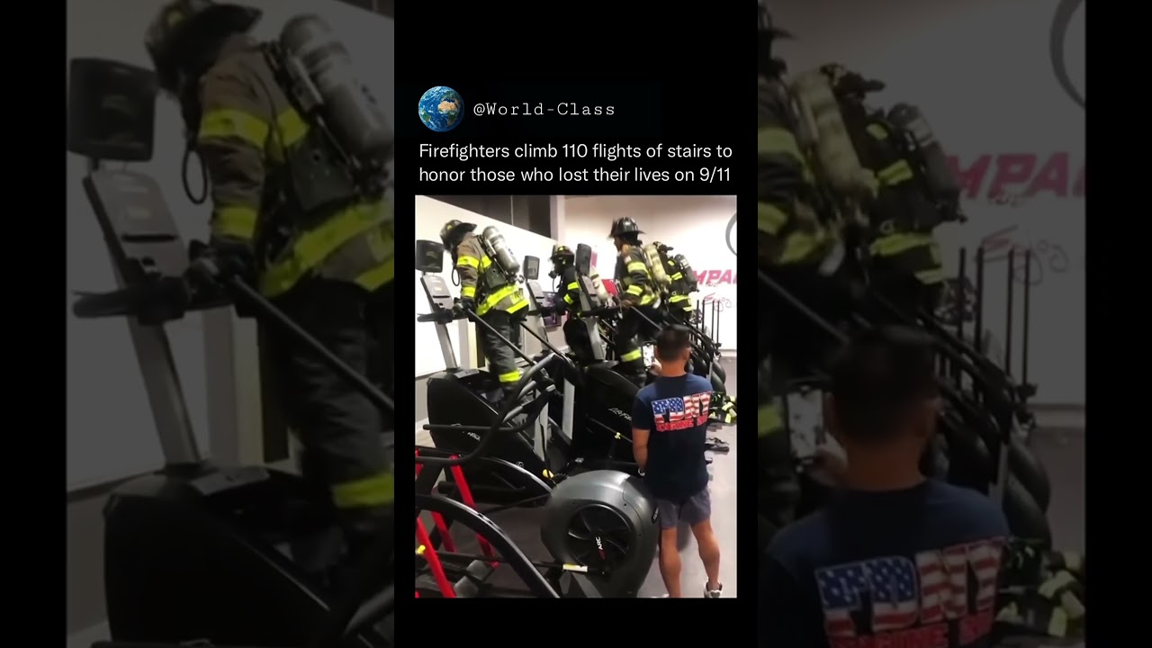 To honer those fire fighter whom died in 9/11. They have climbed 110 flights on stair machines.