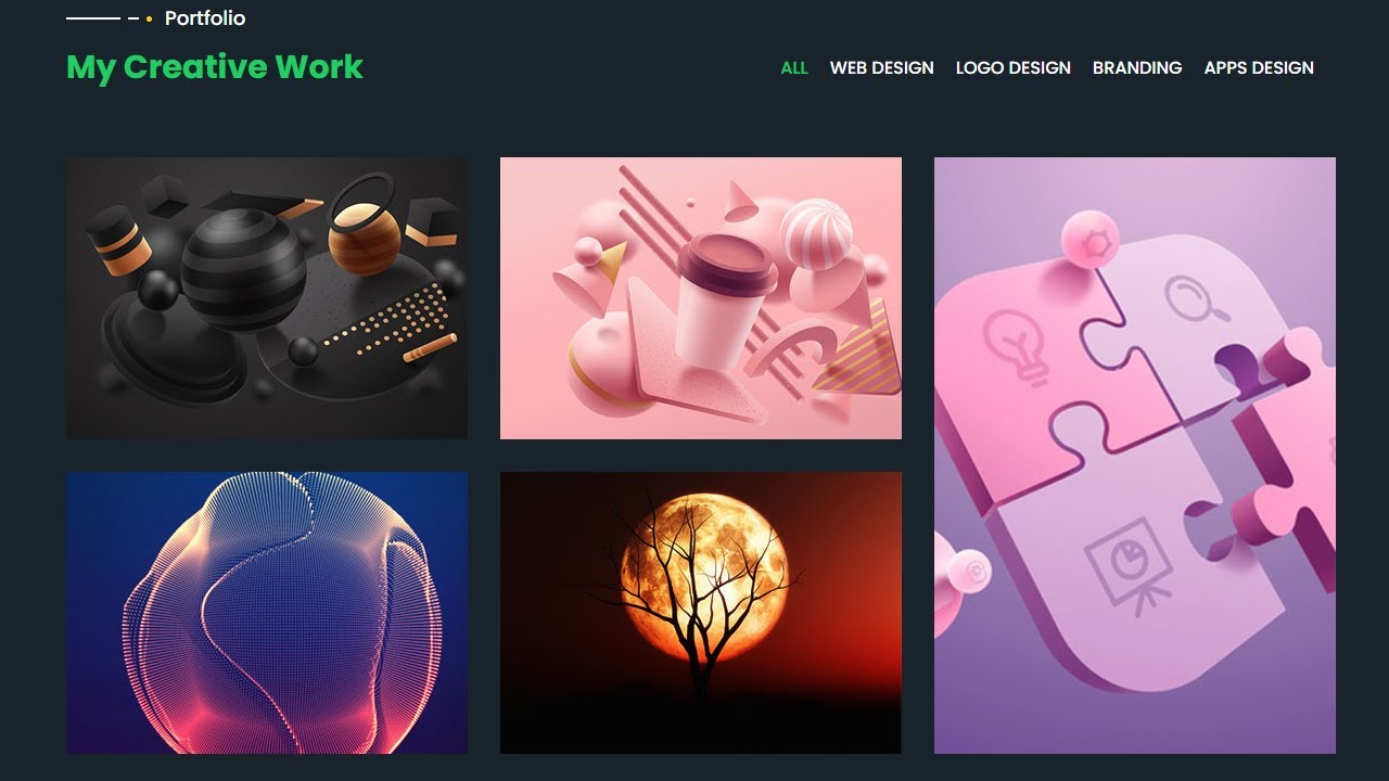 How to Make Filterable Portfolio Section Using HTML CSS JS - Fully Responsive Website