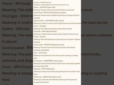 Gas Stove Vocabulary| #vocabulary #viral #education #viralvideos #shorts