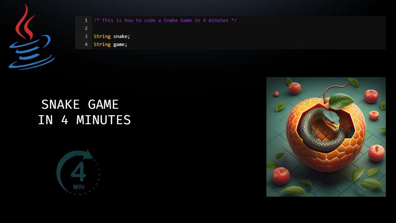 JAVA SNAKE GAME - How to code a Snake Game in *4 MINUTES*