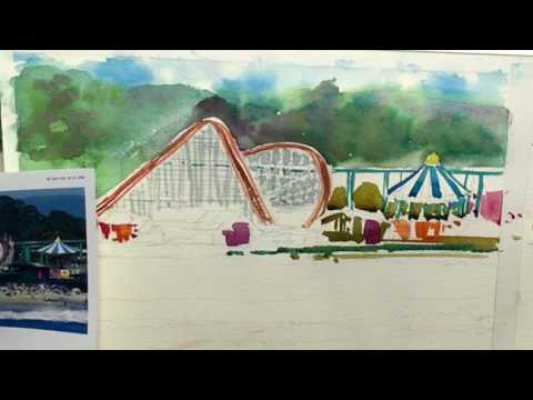 Grounded In Green: A Theme Park Watercolor Background