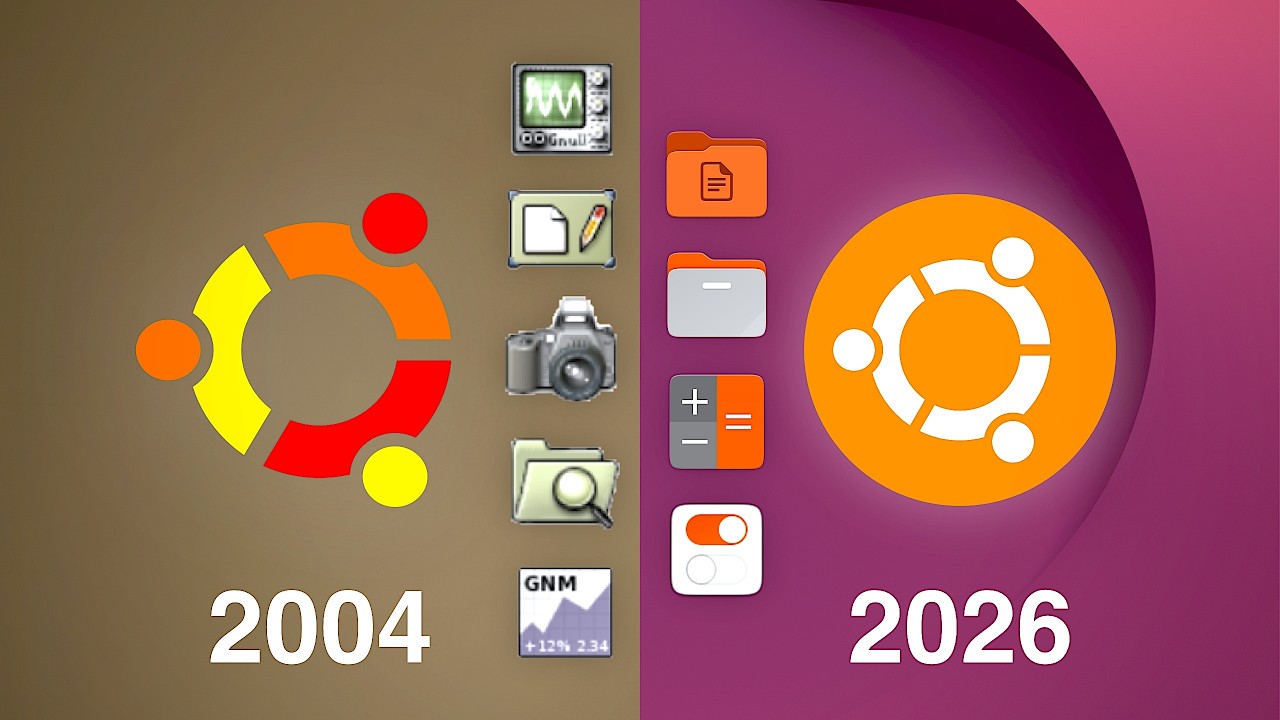 First Ubuntu Linux (2004) vs Latest Ubuntu Linux (2026)